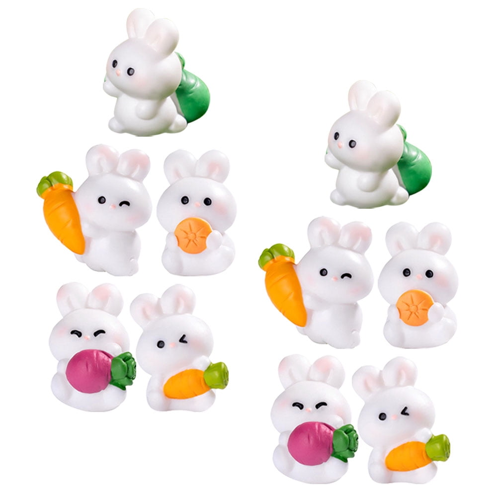 TAILTOSS 10Pcs Cute Rabbit Figurine Creative Design Resin Garden Decor ...