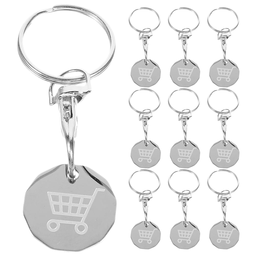 TAILTOSS 10Pcs Stainless Steel Keychain Trolley Token For Unlock ...
