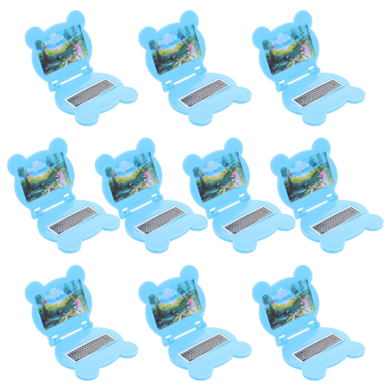 TAILTOSS 10Set Blue Red Miniature Laptop 1.9x1.8x1.8in Dollhouse Mini ...