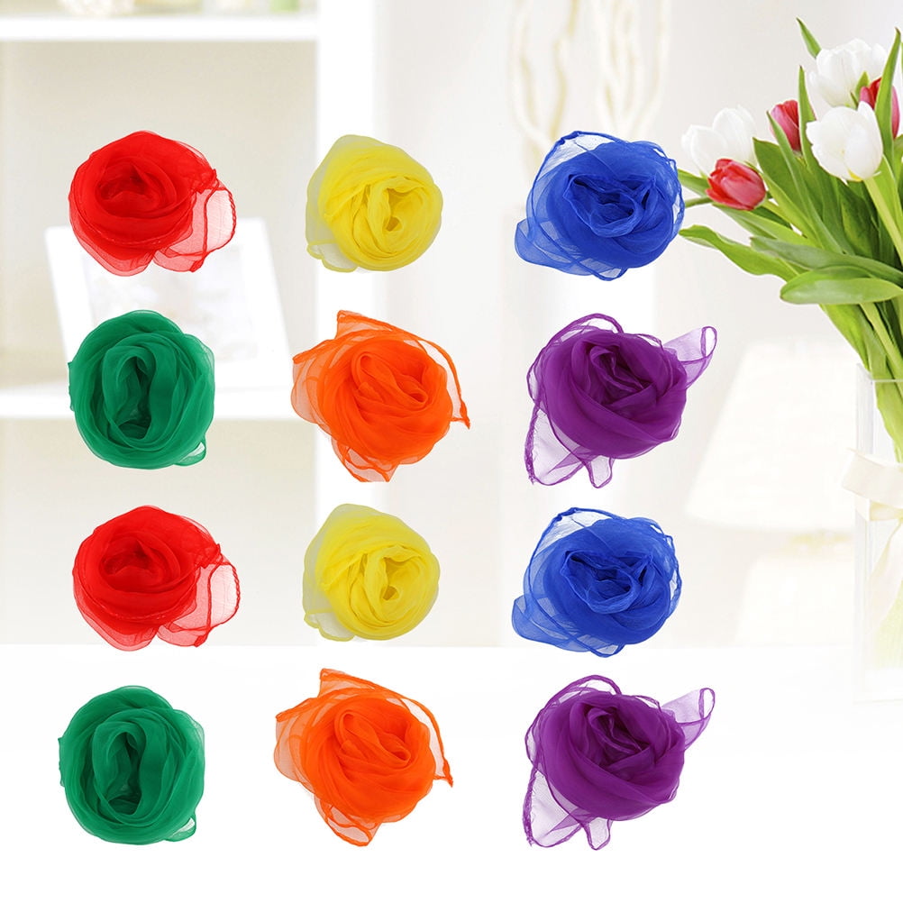 TAILTOSS 12Pcs Colorful Scarves for Kids Play Imitated Silk Fabric ...