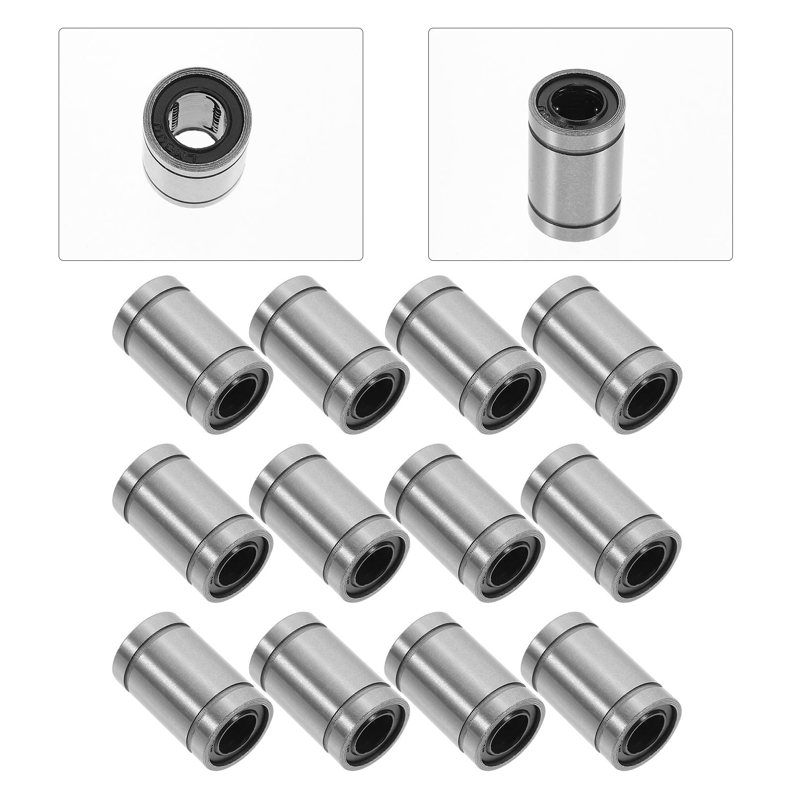 TAILTOSS 12Set Printer Bushing Steel Linear Bearings AntiRust High Hardness Silver 0.6x0.4in ...