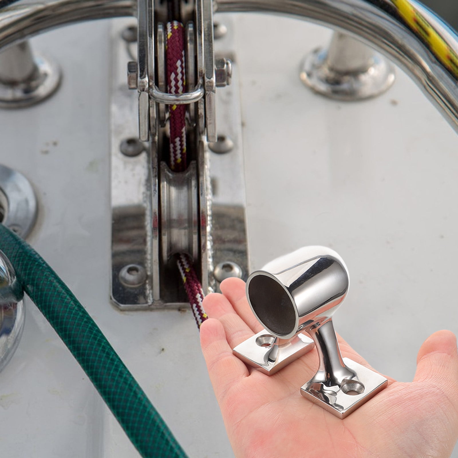 TAILTOSS 1Pack Deck Railing Bracket in Silver for Boat Hand Rail Base ...