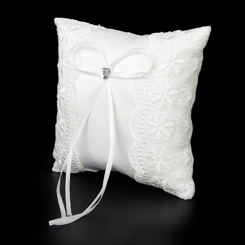 TAILTOSS 1Pack Floral Throw Pillows White Satin Ribbon Lace Wedding ...