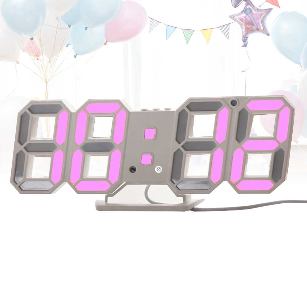 TAILTOSS 1Pack Led Numbers Alarm Clock Adjustable Brightness Pink ...