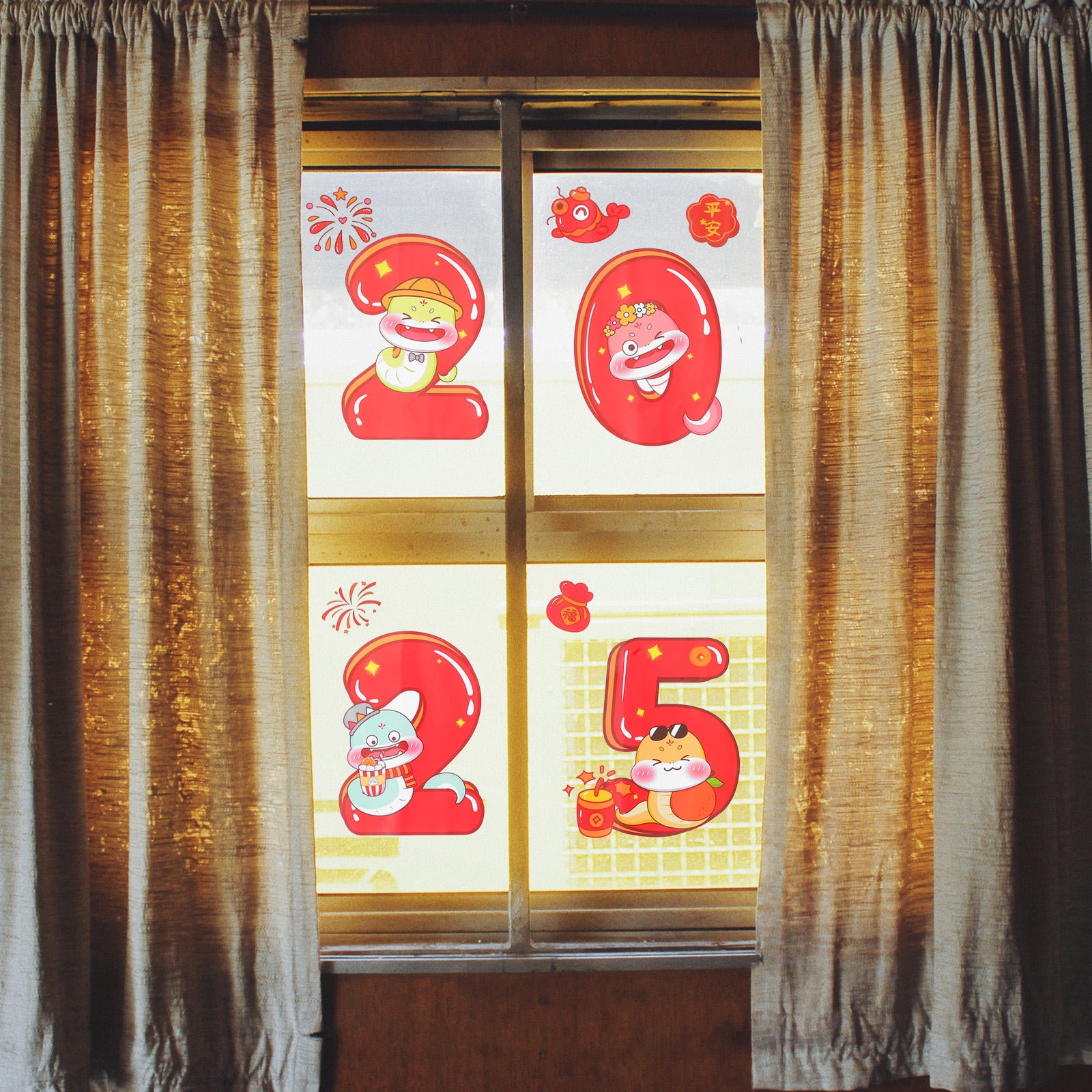 TAILTOSS 1Pack Red Rectangular Chinese New Year Decor Window Clings For ...