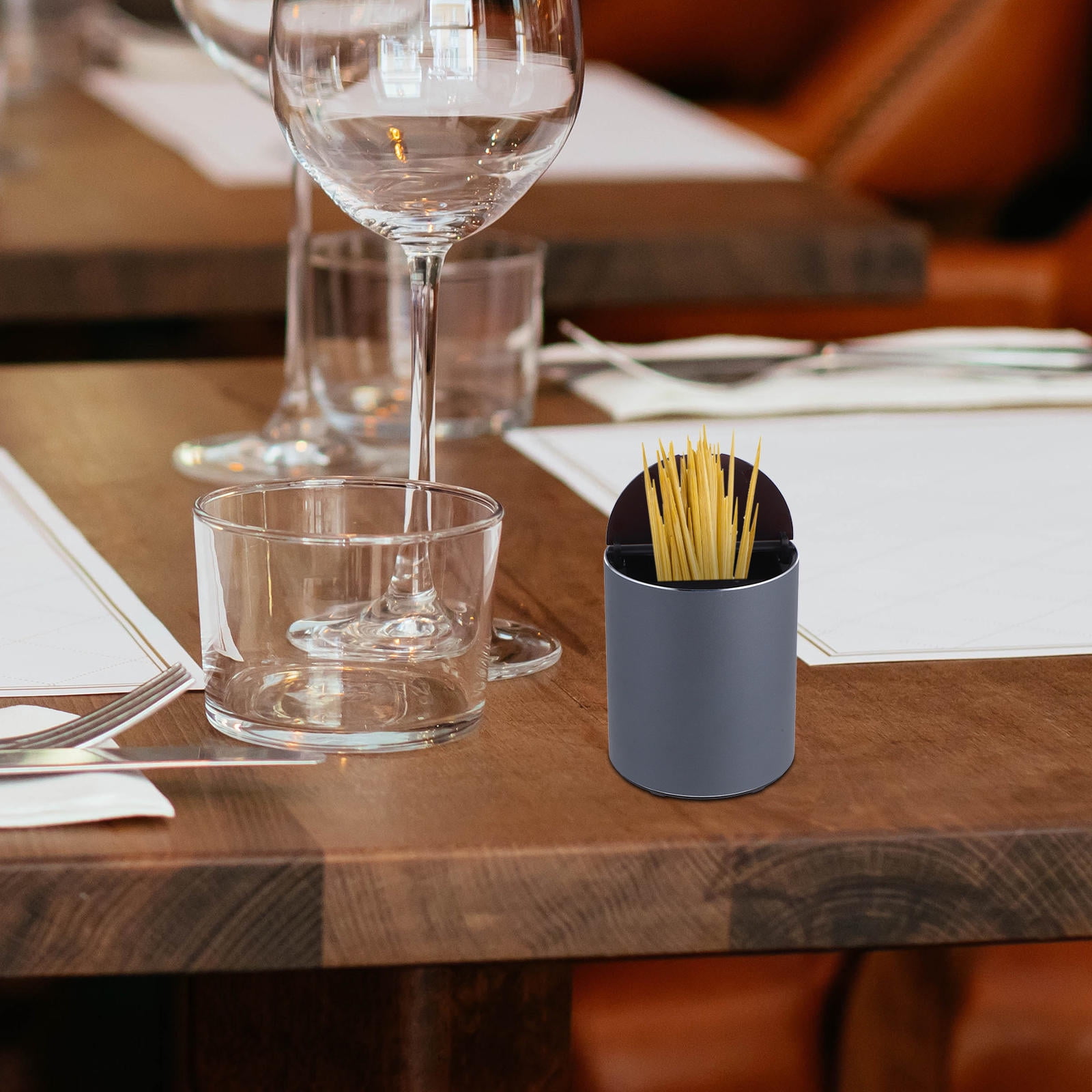 TAILTOSS 1Pack Smart Toothpick Box Dark Grey Plastic Rectangular For ...