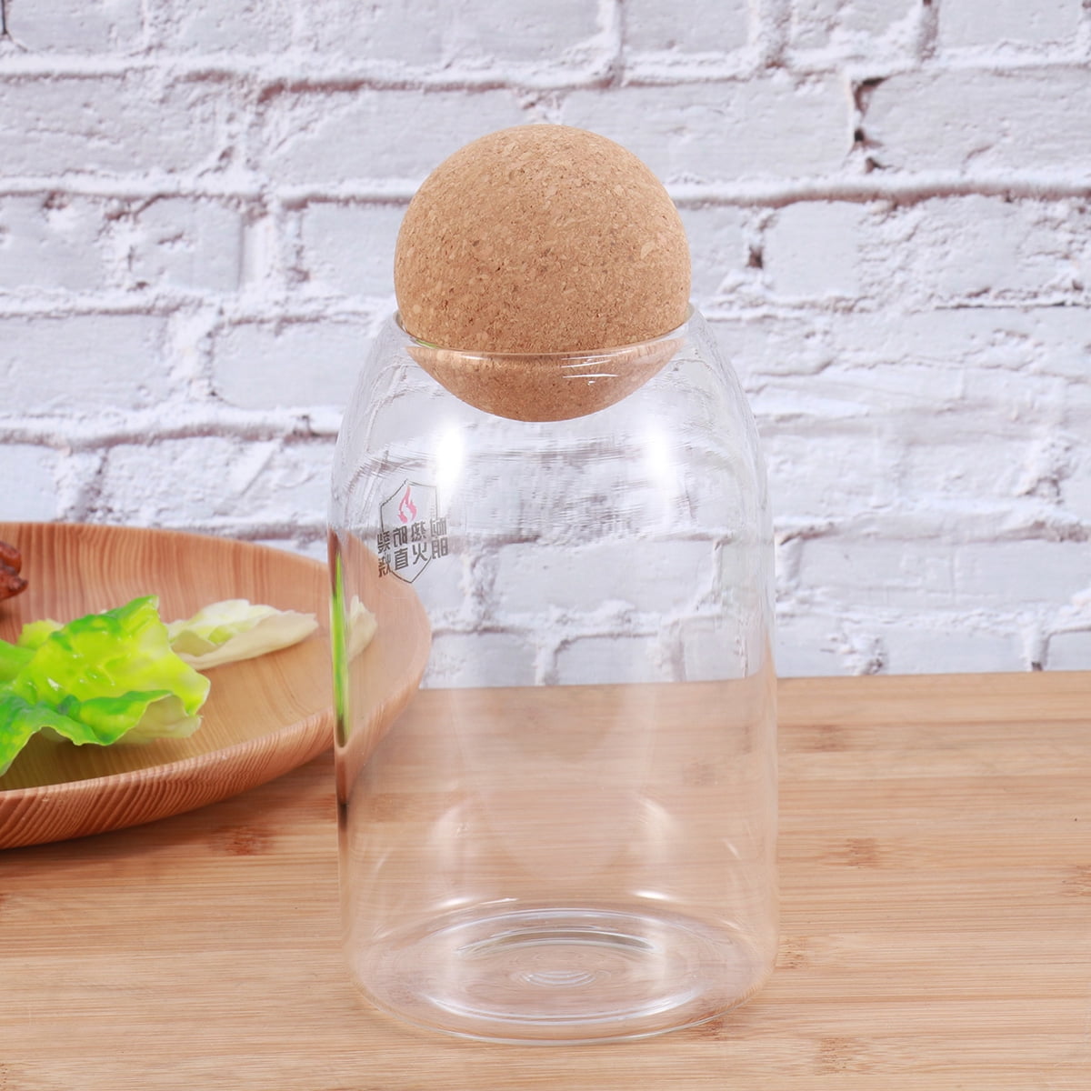 TAILTOSS 1Pack Storage Jar Transparent High-Boron Glass With Wood Lid ...