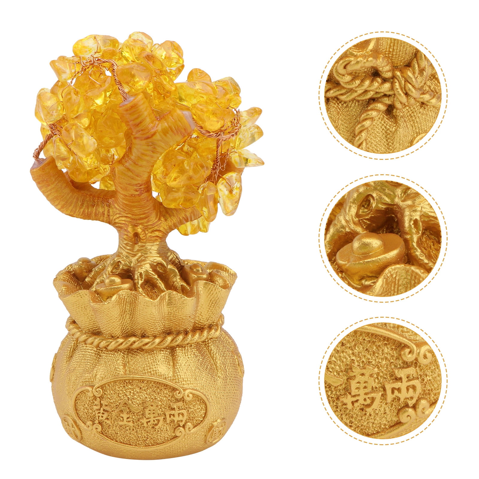TAILTOSS 1Pc Fortune Tree Decoration Golden Resin Fake Plants For ...