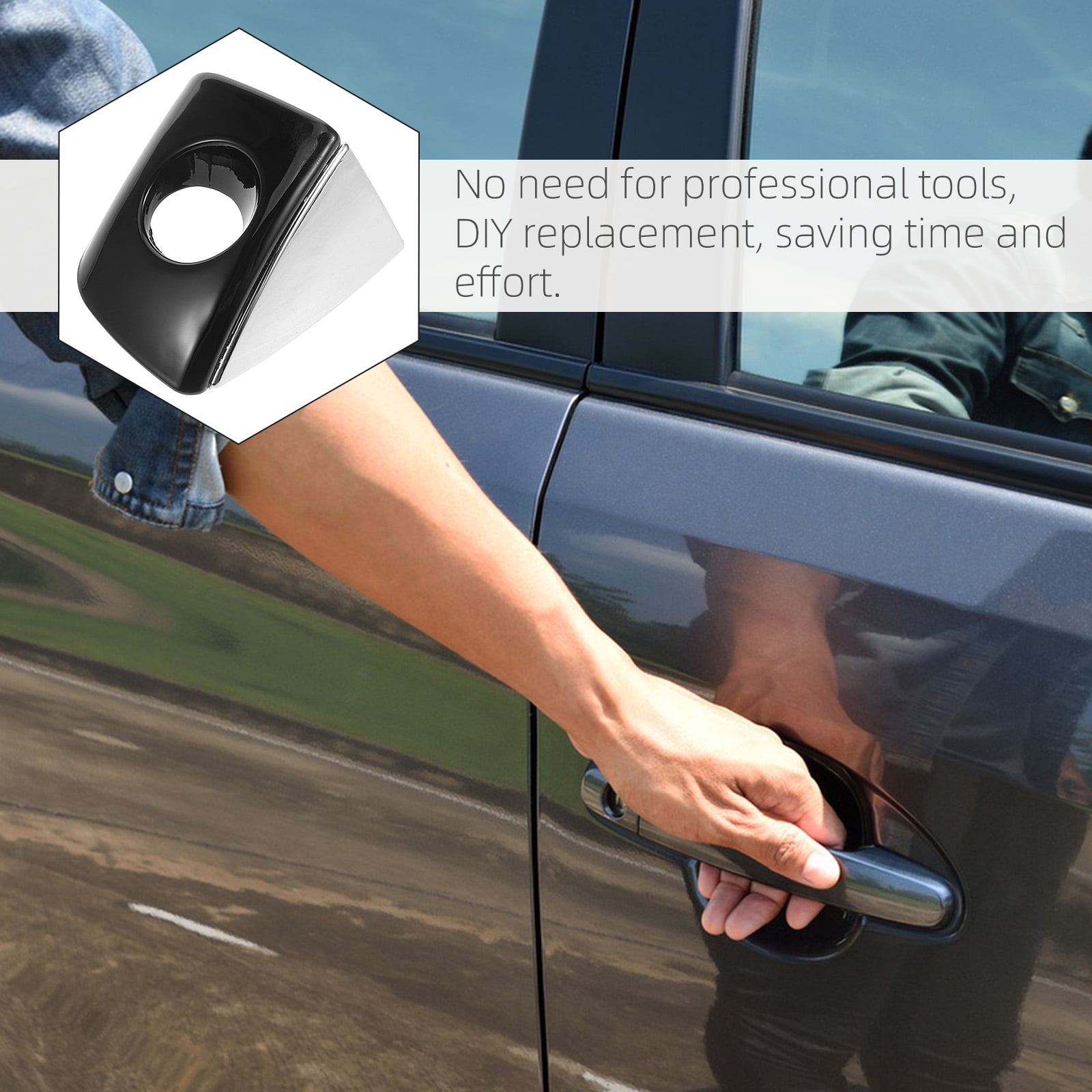 TAILTOSS 1Pcs Black Plastic Car Door Exterior Handle Cover For Weather ...