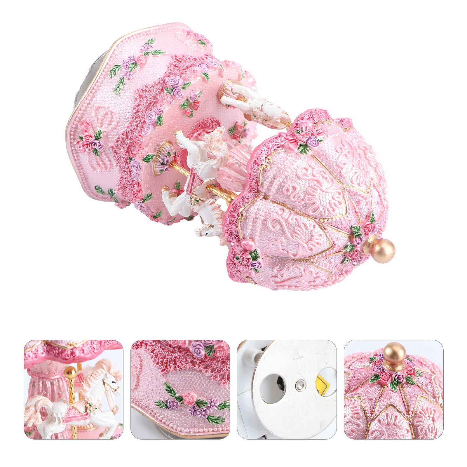 TAILTOSS 1Pcs Carousel Music Box with Led Light Gradient Rotating Pink ...