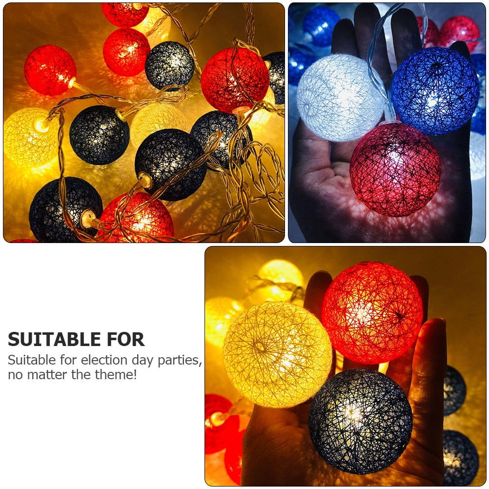 TAILTOSS 1Pcs Independence Day Lamp String Red White Blue Iron Round ...