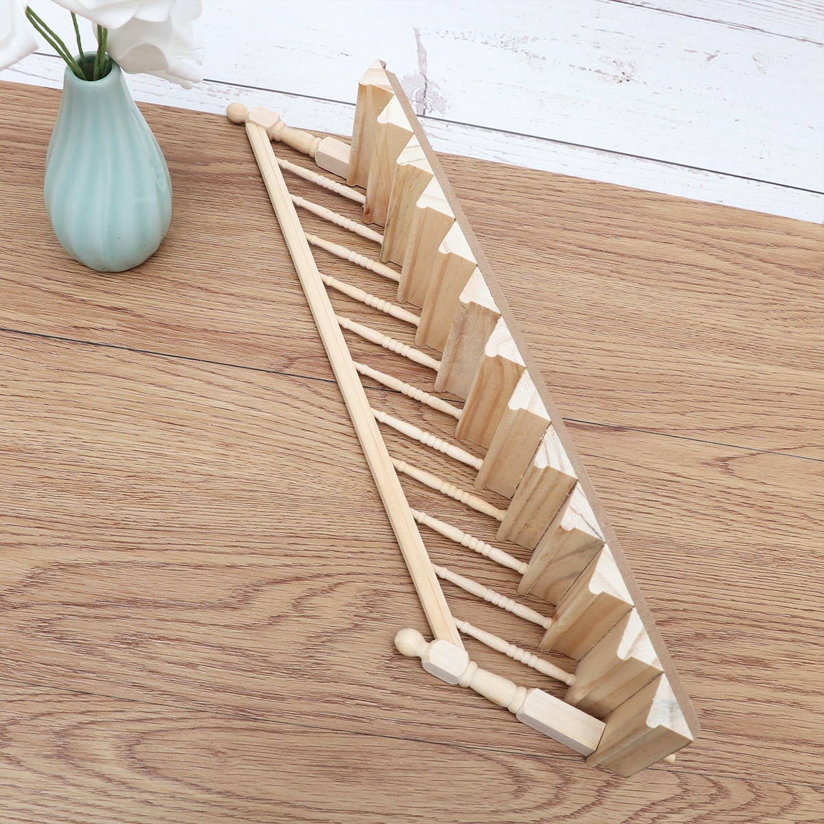 TAILTOSS 1Set Dollhouse Staircase Khaki White Wood Mini Design for ...