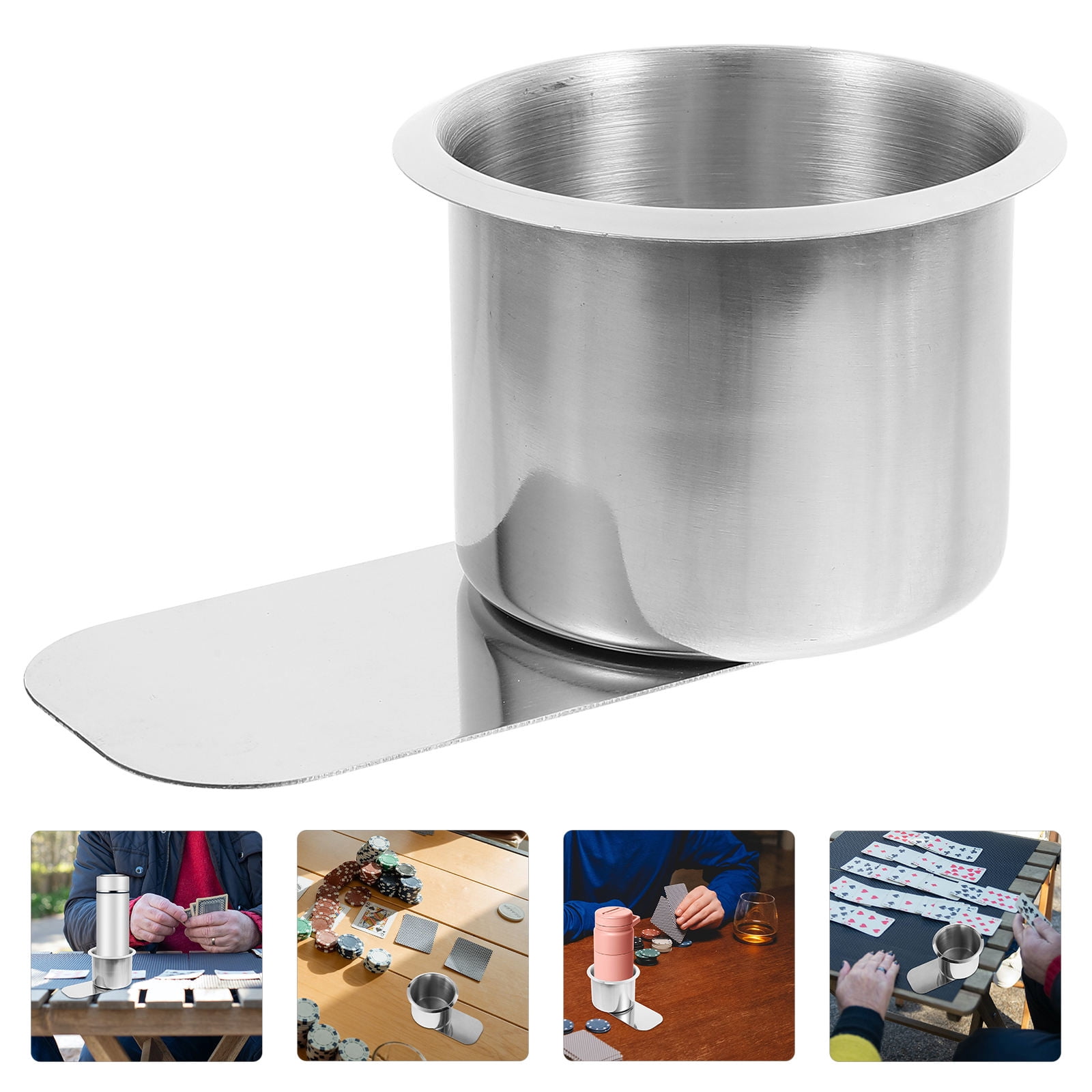 TAILTOSS 1Set Gaming Table Cup Holder Easy to Clean Silver Round ...