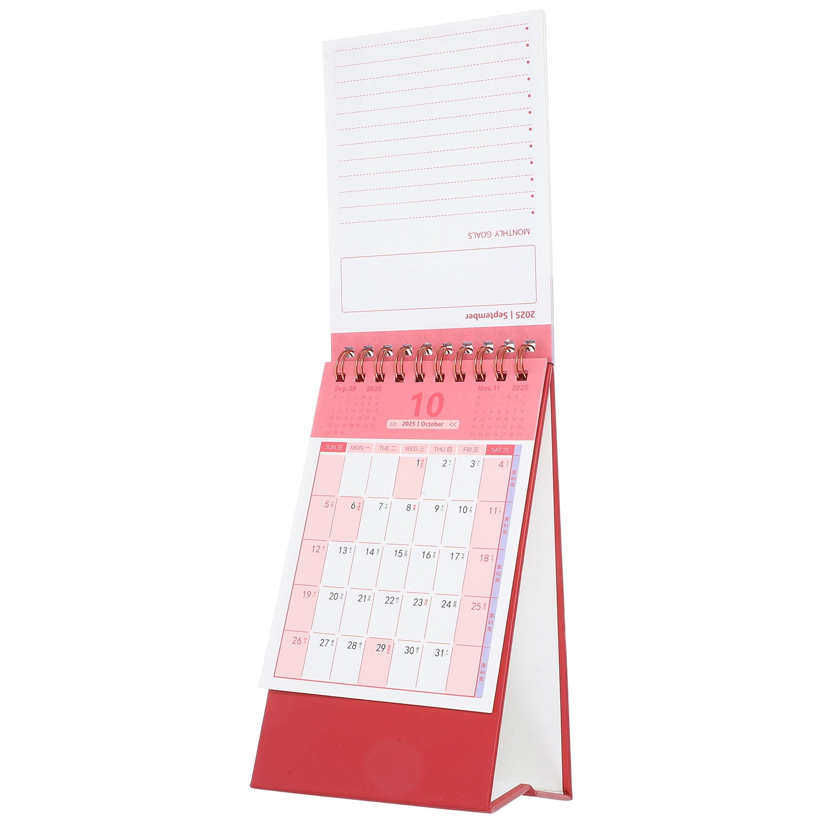 TAILTOSS 1Set Mini Desk Stand Calendar Red Paper Rectangular for ...