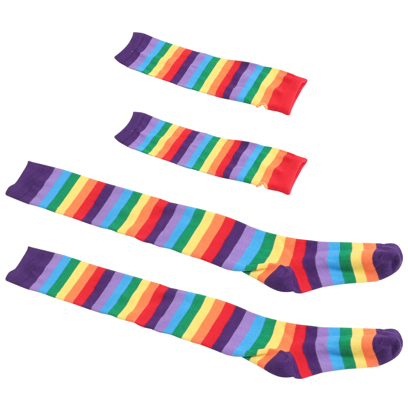 TAILTOSS 1Set Thigh High Costume Sock Rainbow Strips Arm Warmer Leg ...