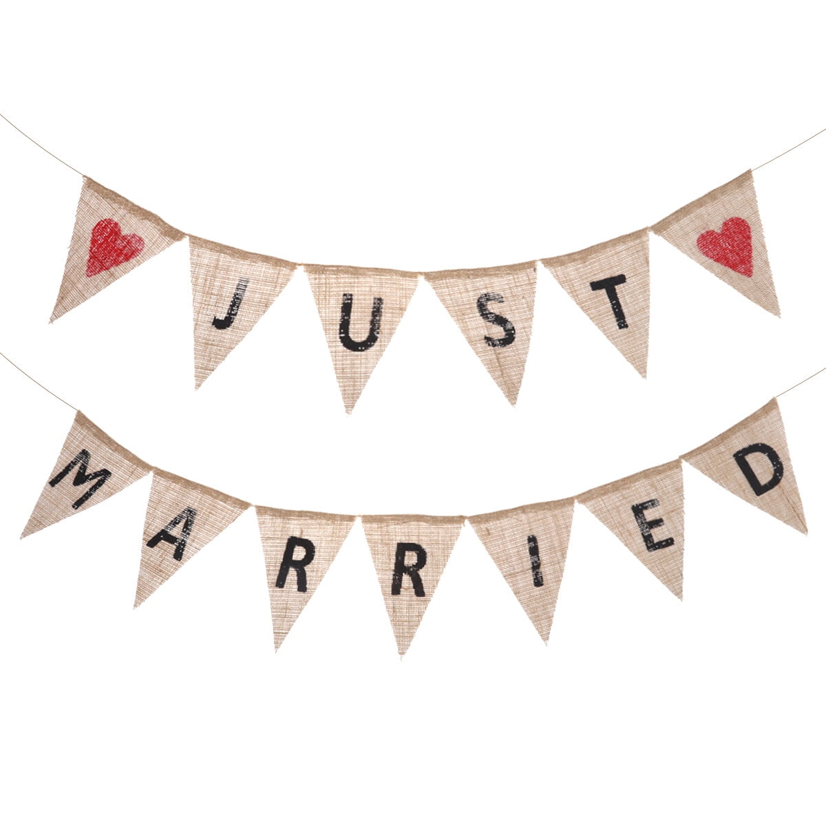 TAILTOSS 1Set Wedding Banner Pennant Jute Burlap Celebration Photo Prop ...