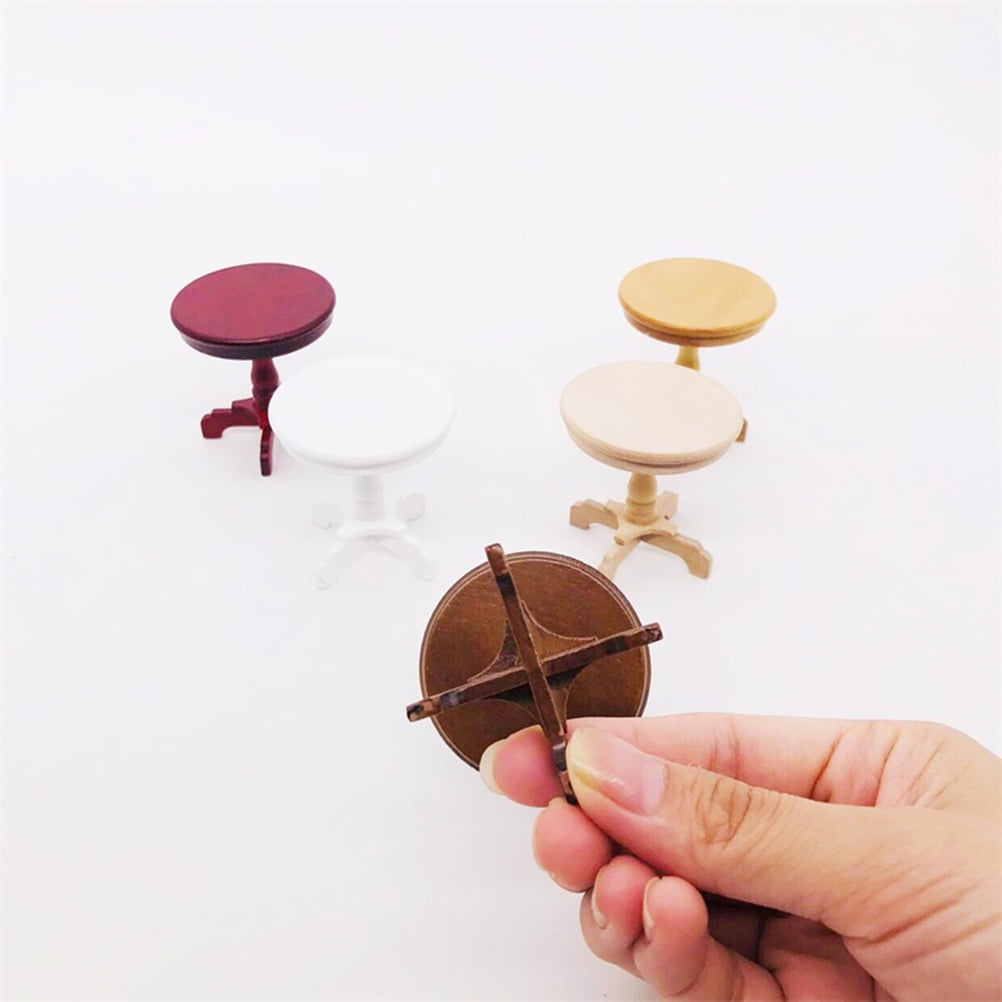 TAILTOSS 1Set Wood Dollhouse Furniture Mini Round Table Light Brown for ...