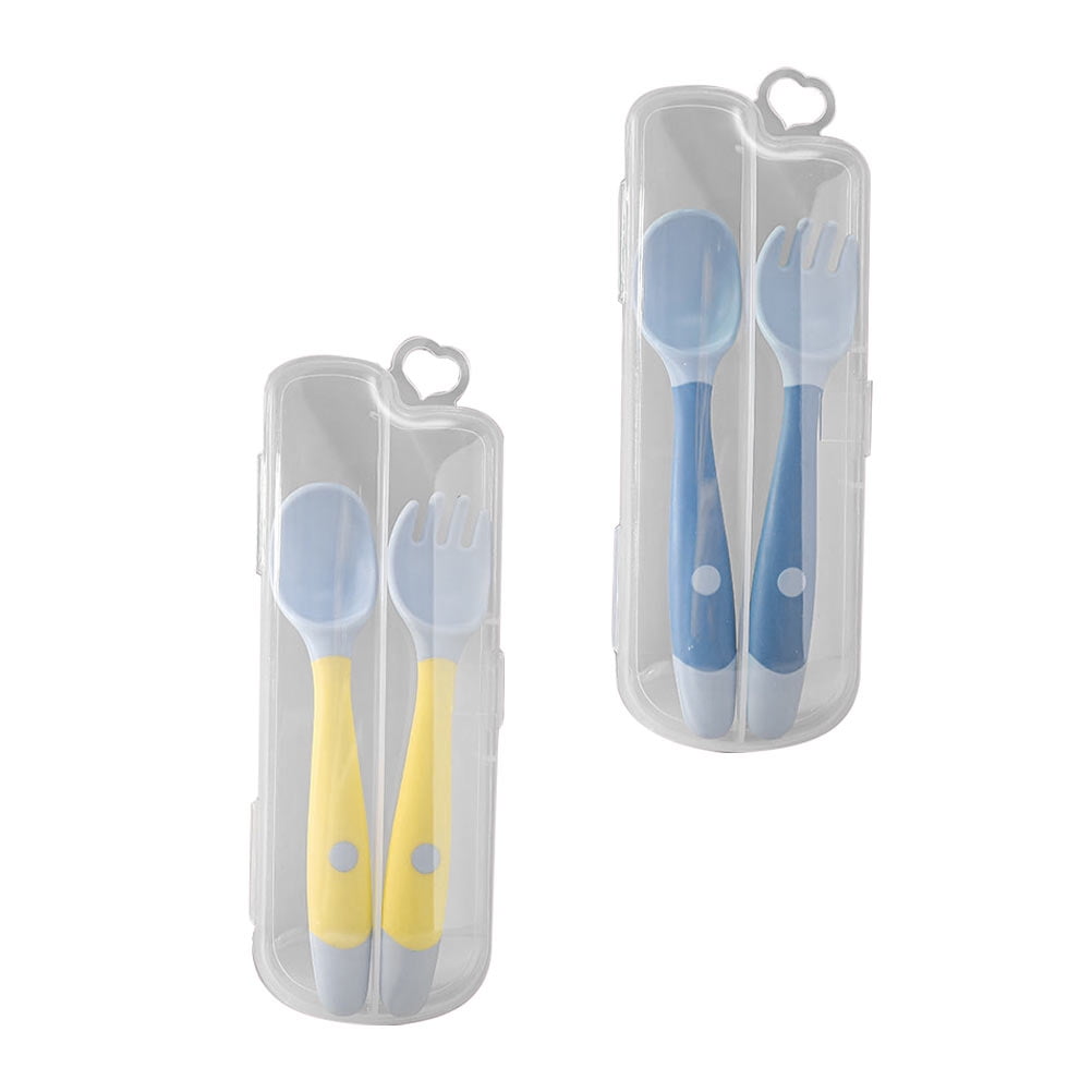 TAILTOSS 2 Sets Bendable Baby Fork Spoon Smooth Texture Design Compact ...