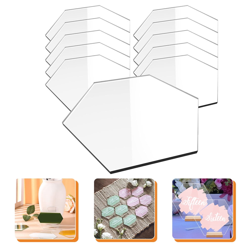 TAILTOSS 20Pcs Transparent Acrylic Hexagon Signs for Wedding ...