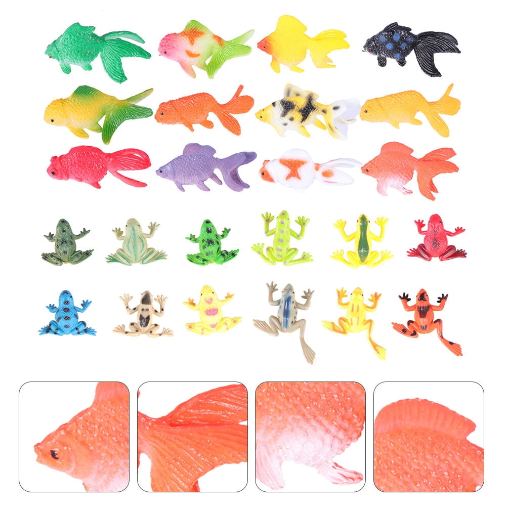 TAILTOSS 24Pcs Simulation Animal Toys Frog Goldfish Assorted Color ...