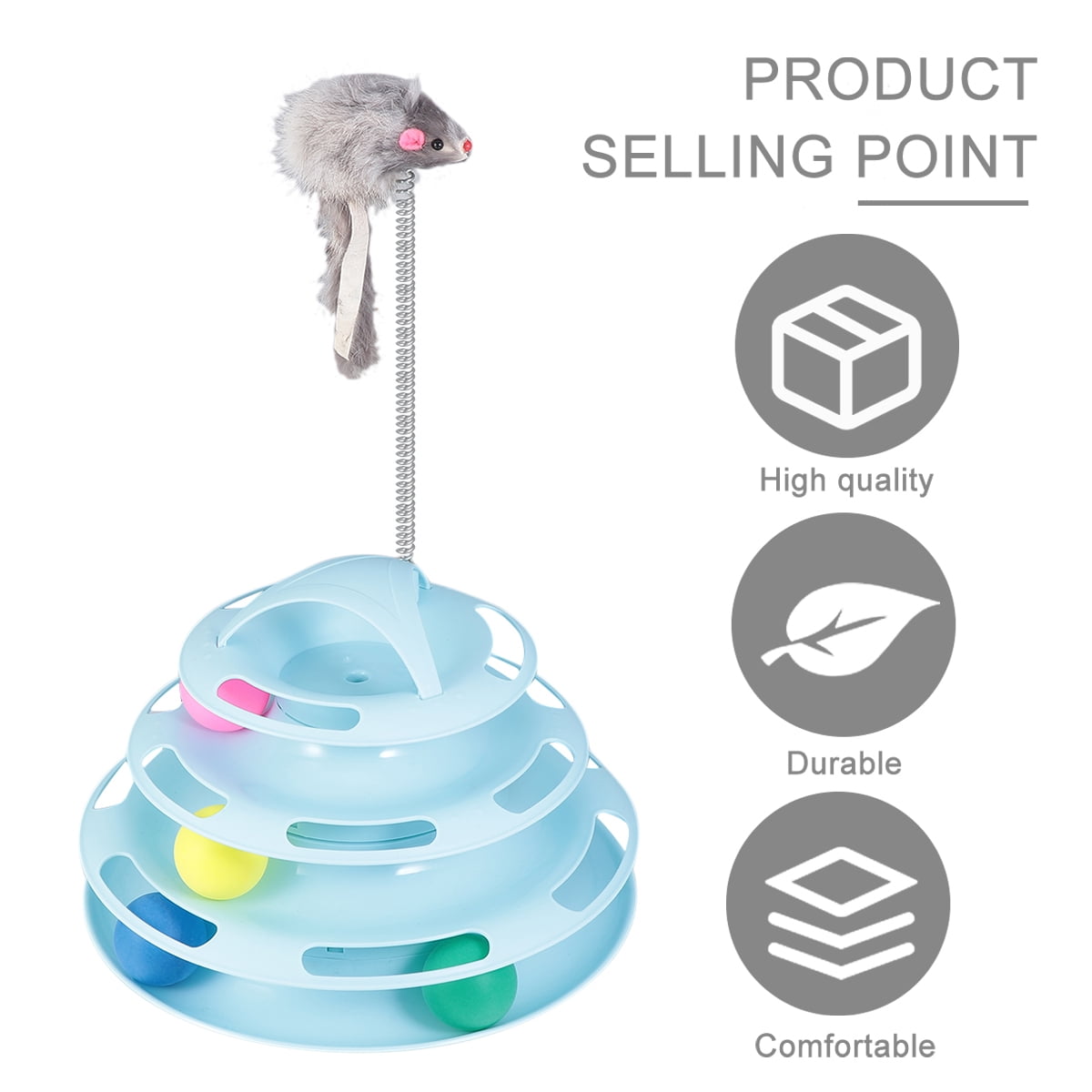 TAILTOSS 2Pcs Kitten Track Toy Blue Plastic Interactive Play Cat ...