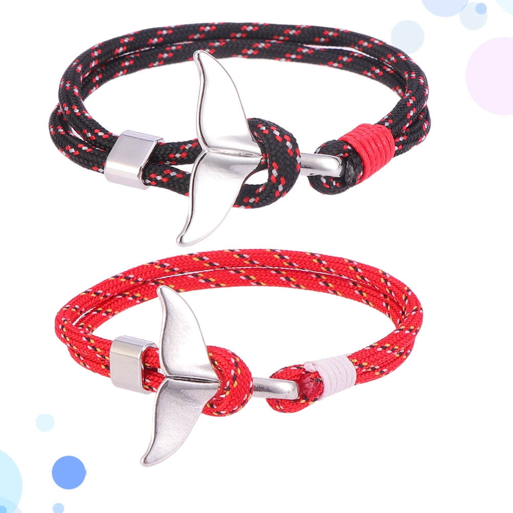 TAILTOSS 2Set Nautical Bracelets Whale Tail Shaped Polyester Alloy for ...