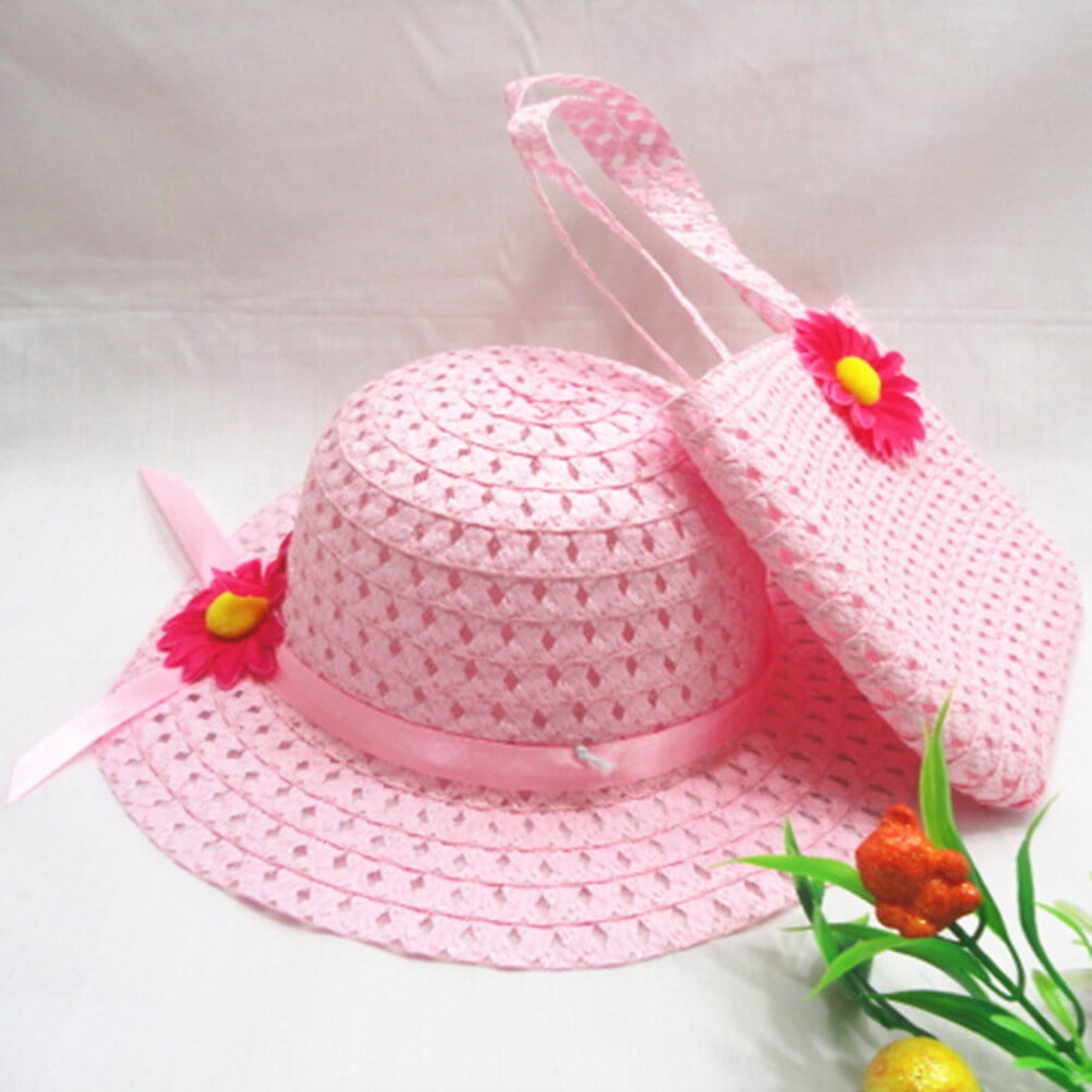 TAILTOSS 3Pcs Childs Sun Hat and Purse Set Assorted Color Beach Style ...