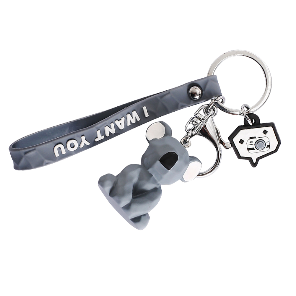 TAILTOSS 3Pcs Dark Grey PVC Keychain Geometric Animal Design for Purse ...