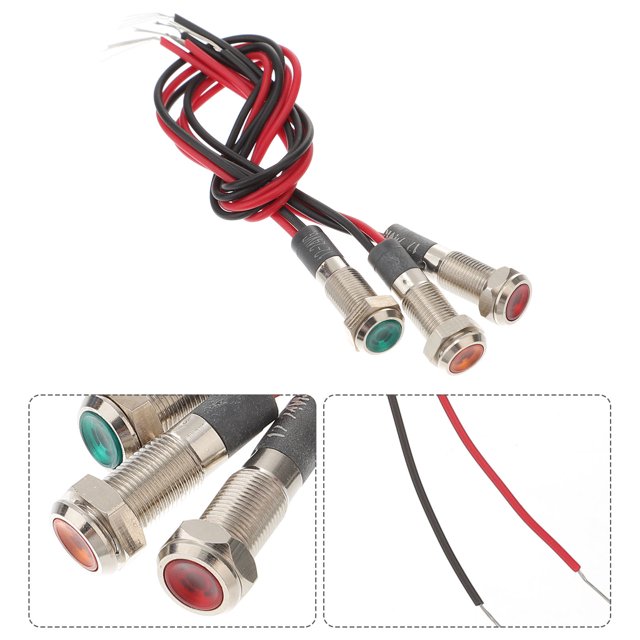 TAILTOSS 3Pcs Round Metal Indicator Light With Wire For Numerical ...