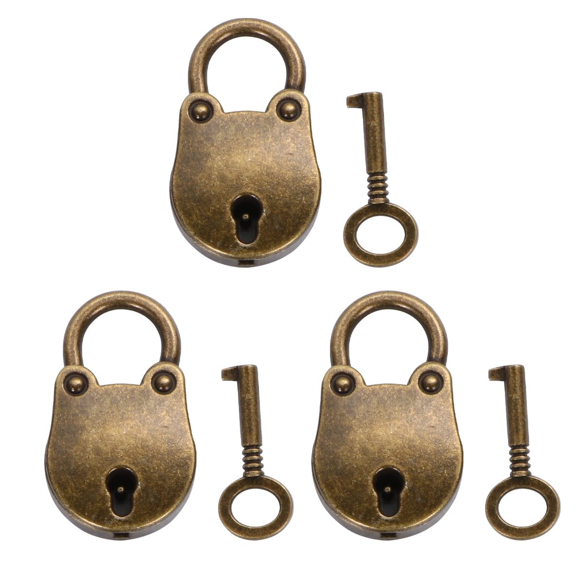 TAILTOSS 3Set Small Gold Padlocks Mini Lock Light Gold Alloy for ...