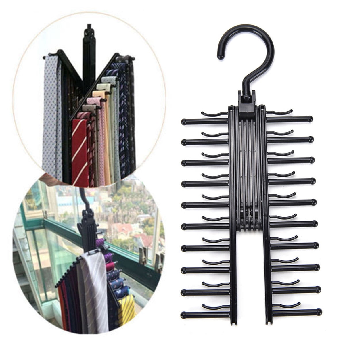 TAILTOSS 3Set Tie Hanger Black Abs Plastic Space Saving Organizing Ties ...