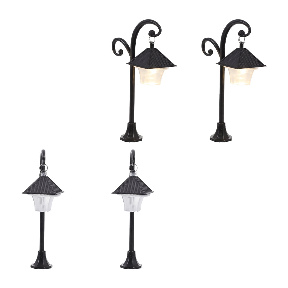 TAILTOSS 4 Pcs Miniature Street Lights Black PVC Garden Ornament for ...