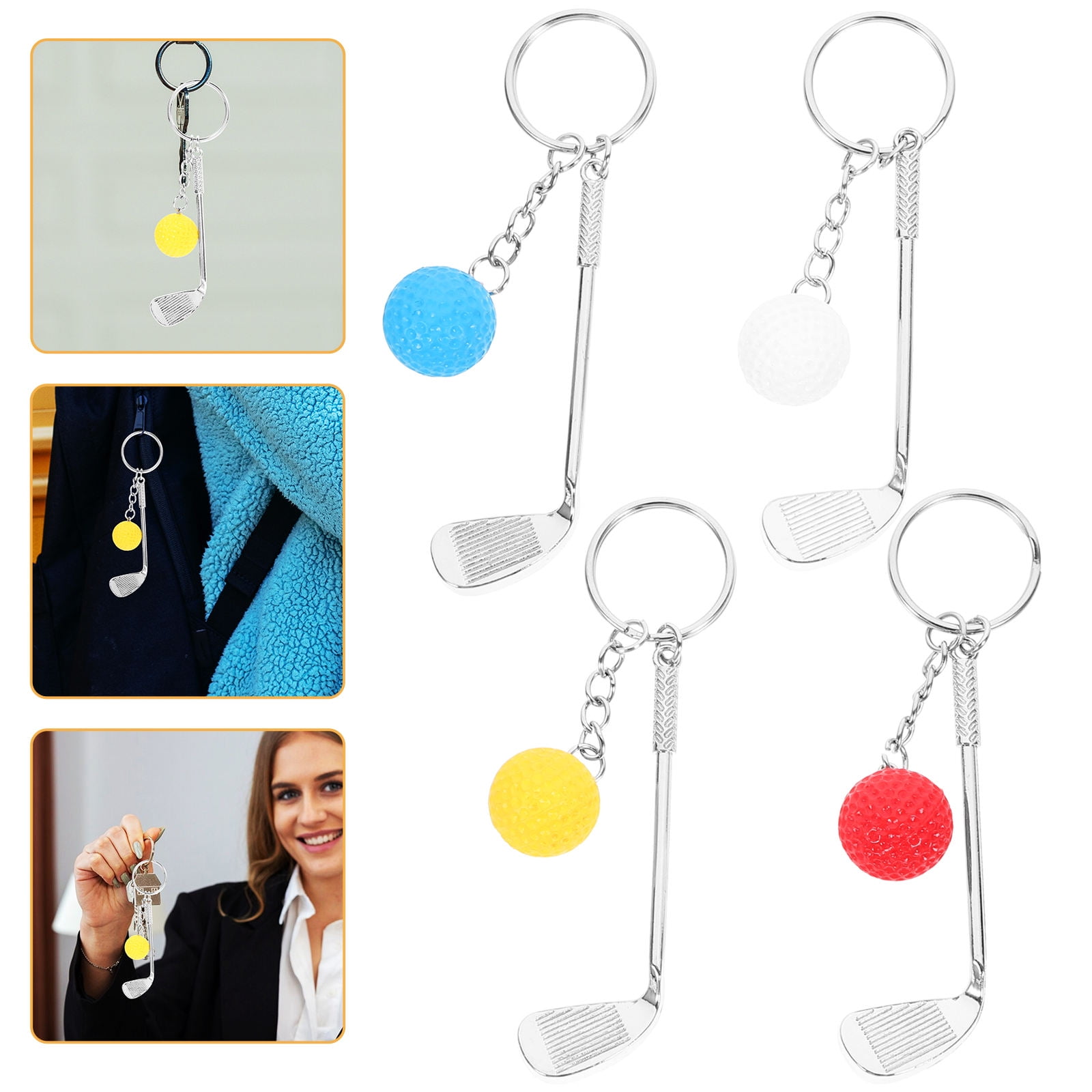 TAILTOSS 4Pcs Golf Keychain Aluminum Alloy Pvc Sports Themed Miniature ...