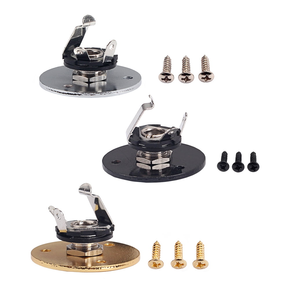 TAILTOSS 4Set Round Copper Guitar Hardware Black with Indented Plate ...