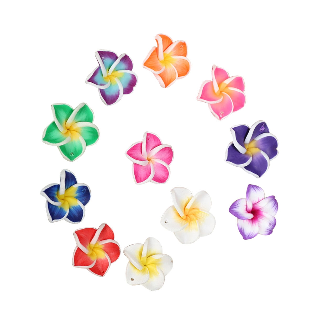 TAILTOSS 50Pcs Plumeria Flower Charms Polymer Clay Plumeria Flower ...