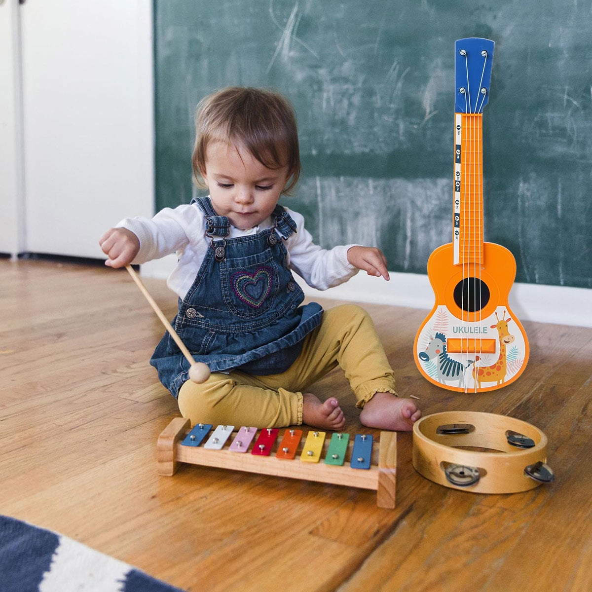 TAILTOSS 6Pc Ukulele Toy for Children Small Size Orange Color ...