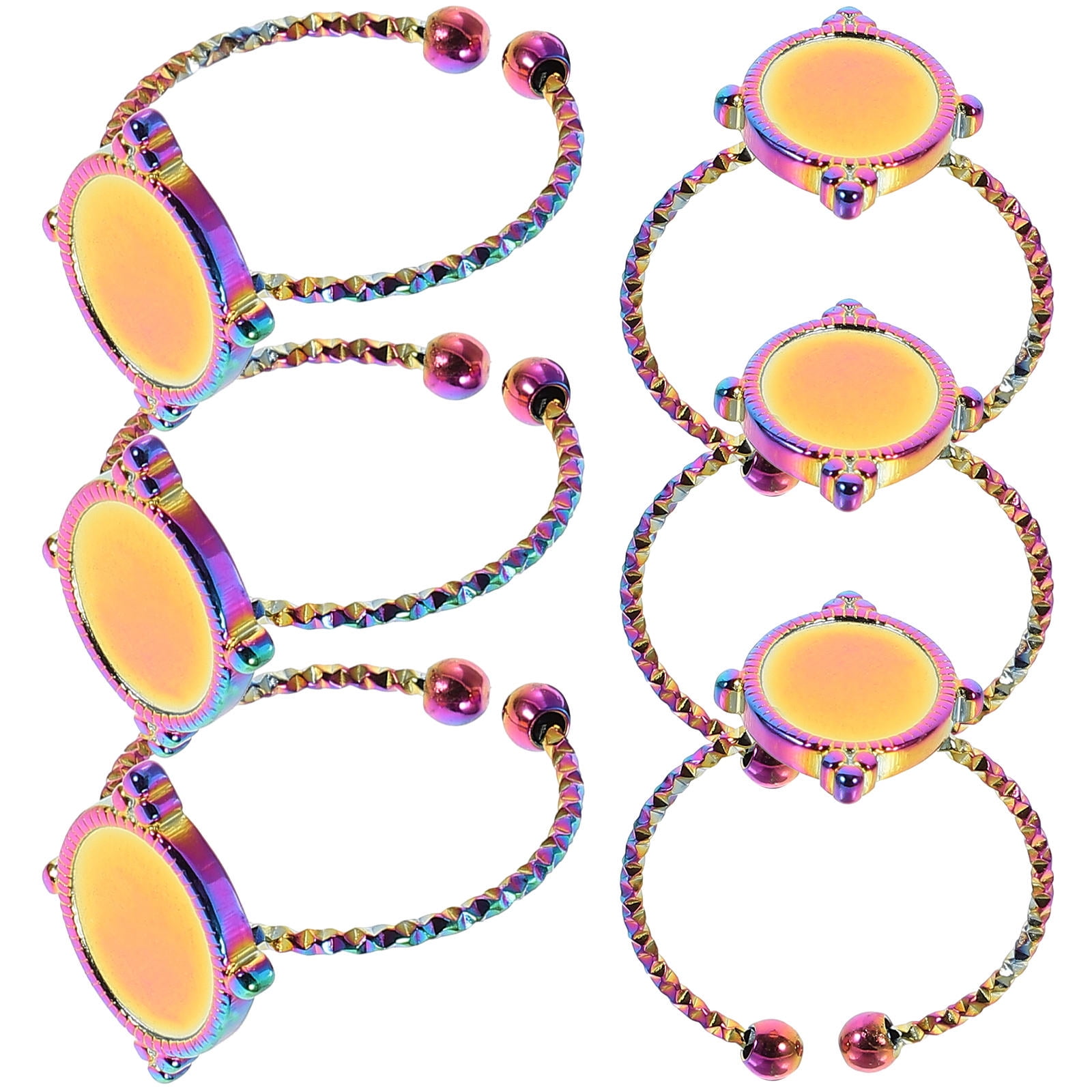 TAILTOSS 6Pcs Ring Blank Base for Diy Multi Colored Oval Adjustable for ...