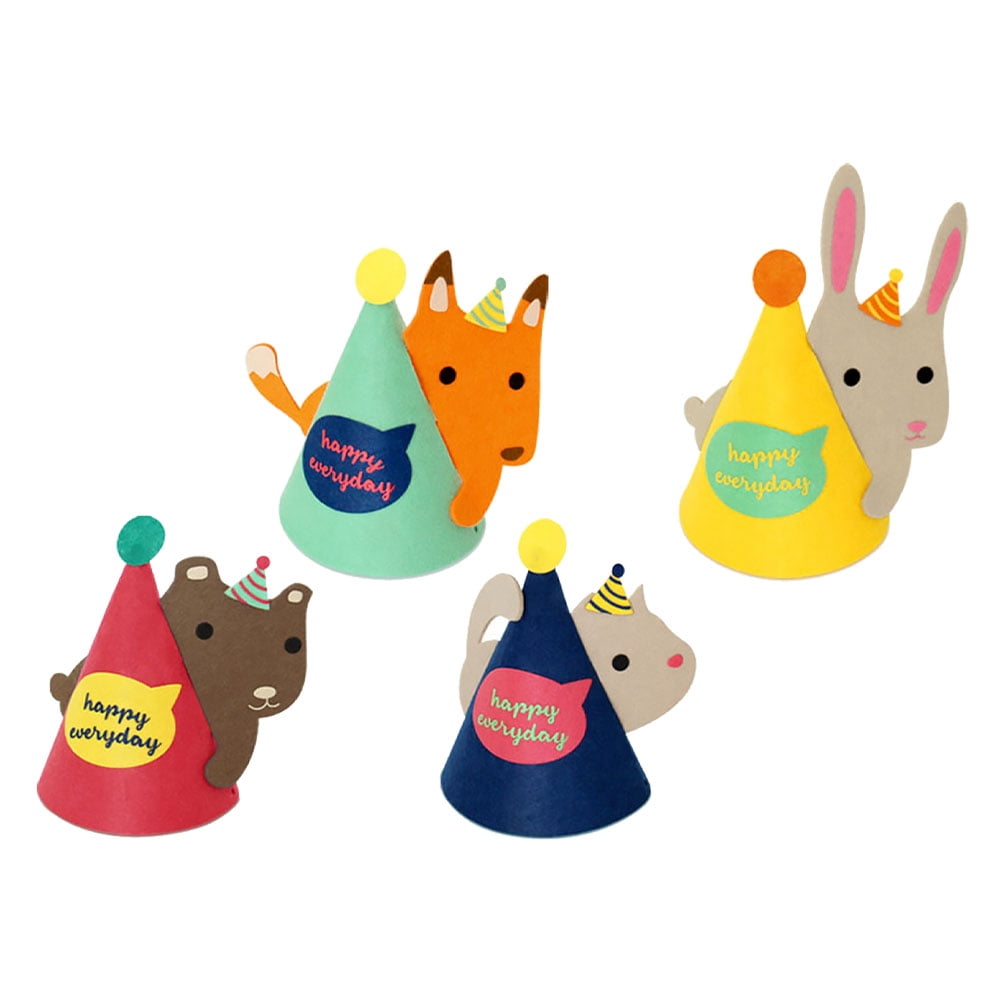 TAILTOSS Birthday Party Hats Animal Shaped Felt Non-Woven Fabric 4Pcs 7 ...