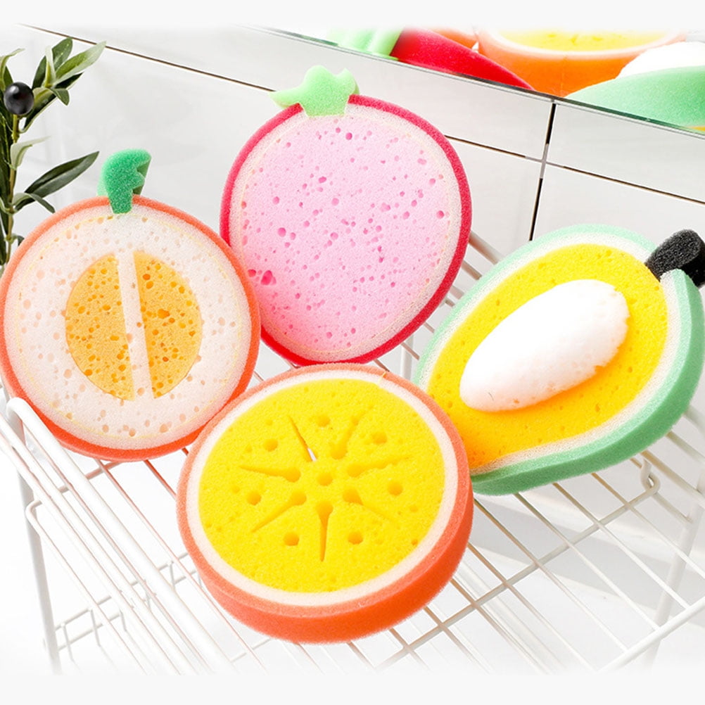 TAILTOSS 6Set Fruit Shaped Bath Sponge Assorted Color 11.8x4.5in Absorb ...