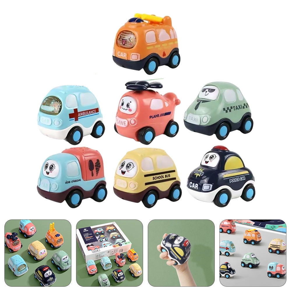 TAILTOSS 7Pack Small Pull Back Cars Inertia Toy Car Set For Boys ...
