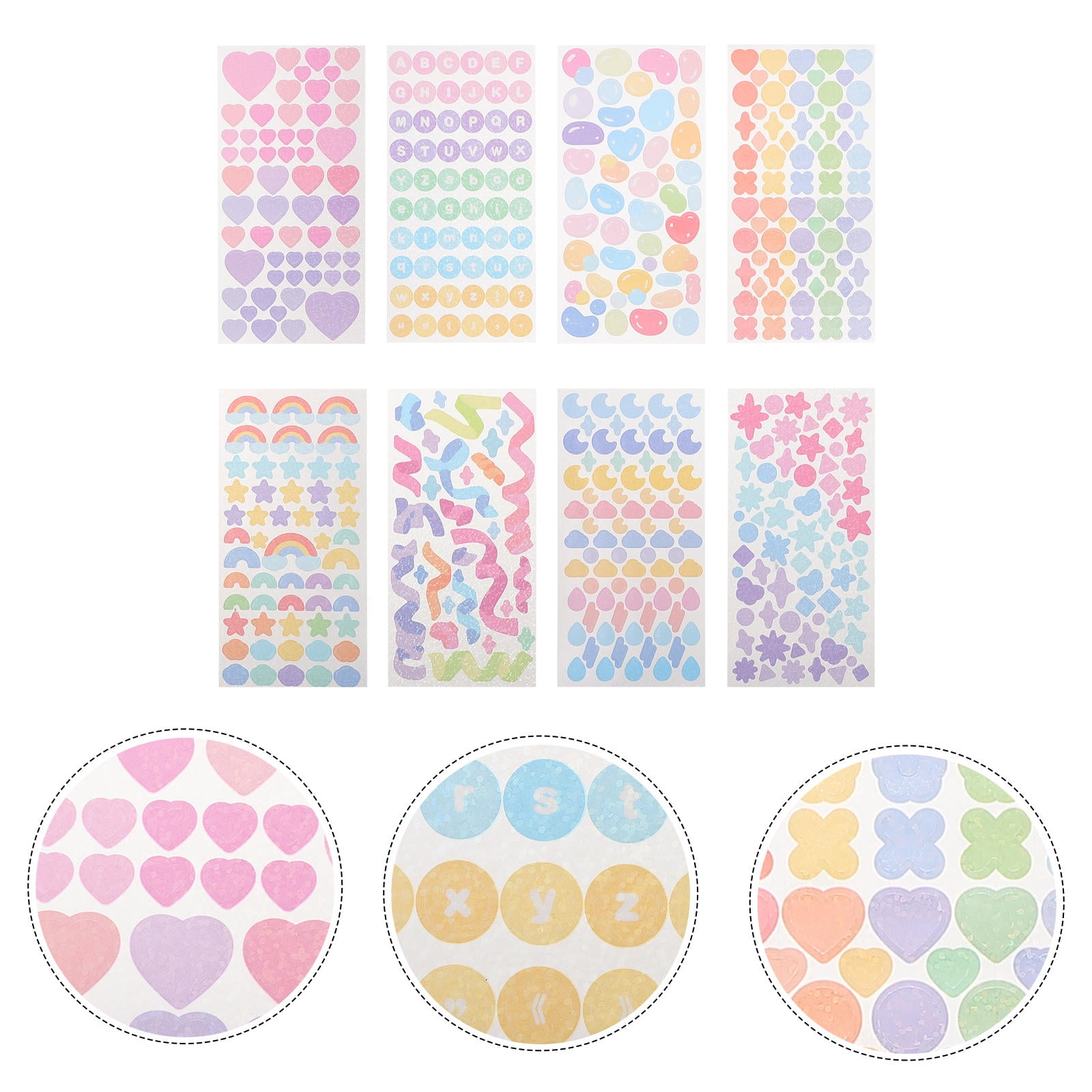 TAILTOSS 8 Sheets Pretty Stickers Assorted Color for present Tags and ...