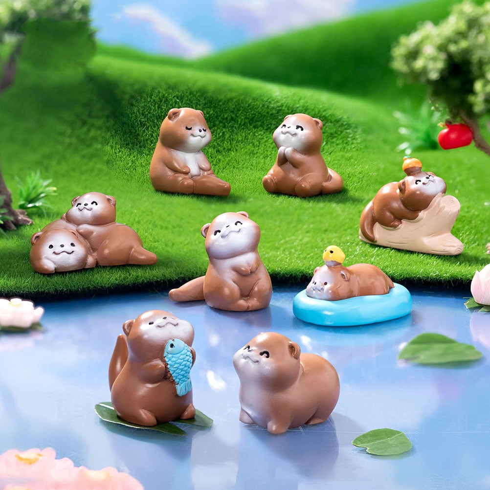 TAILTOSS 8Pcs Mini Resin Animals Simple and Elegant Otters Statues ...