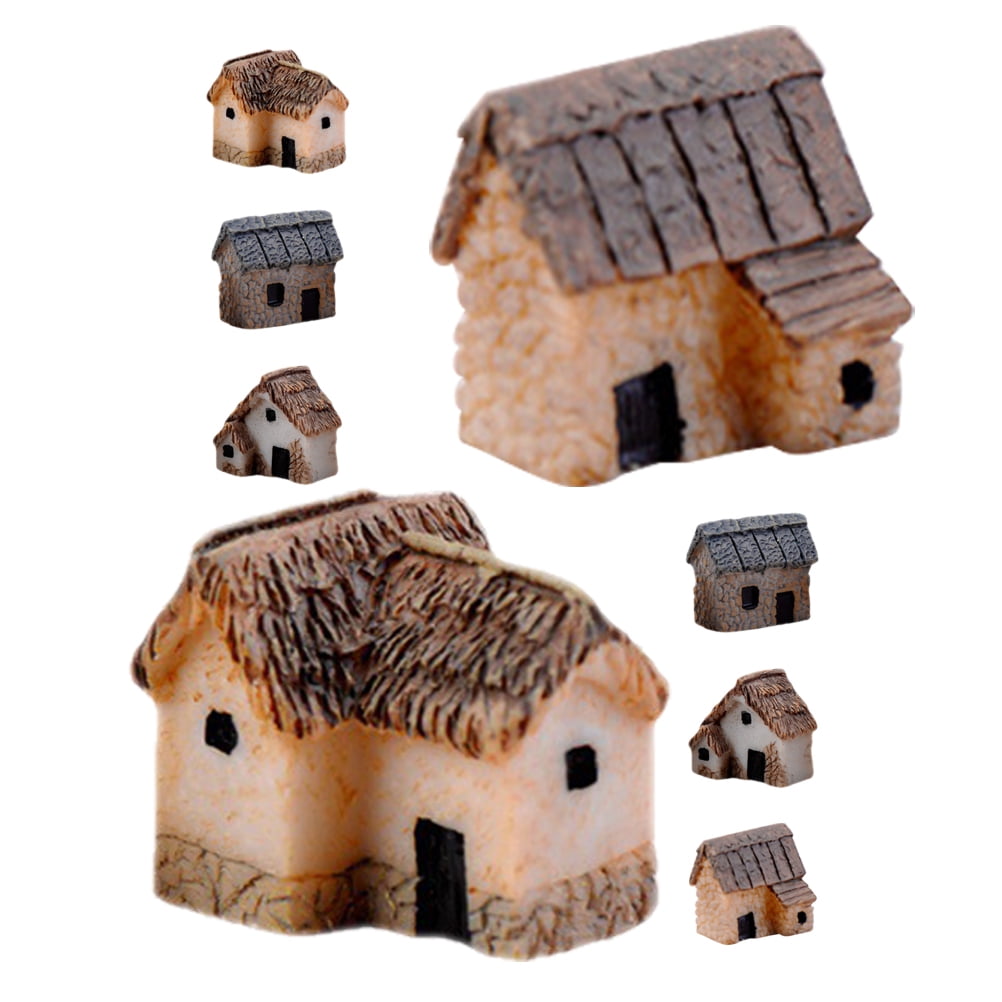 TAILTOSS 8Pcs Miniature Resin House Rectangular Tiny Novel House Design ...