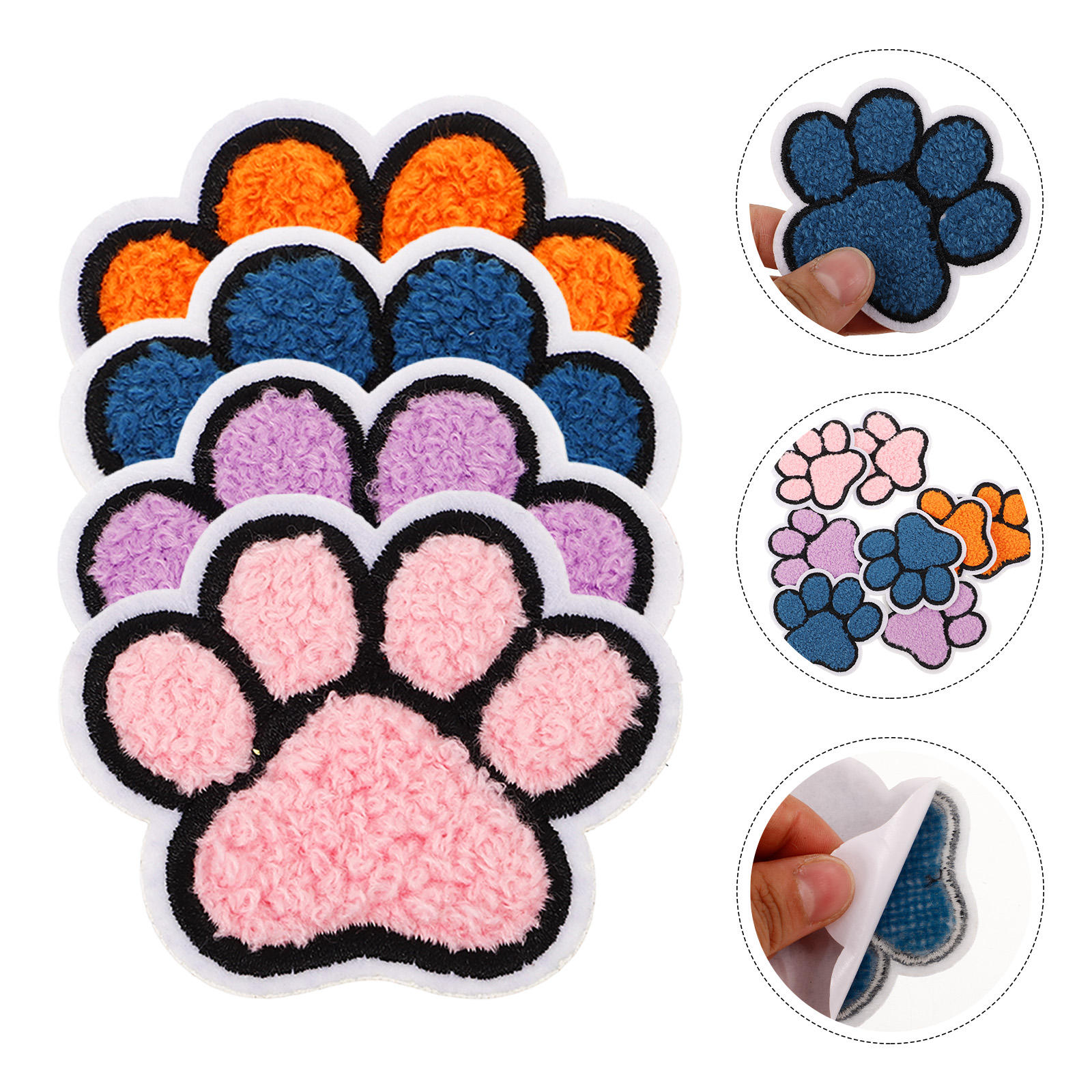 TAILTOSS 8Pcs Replaceable Paw Patches Assorted Color Paw Shape Chenille ...