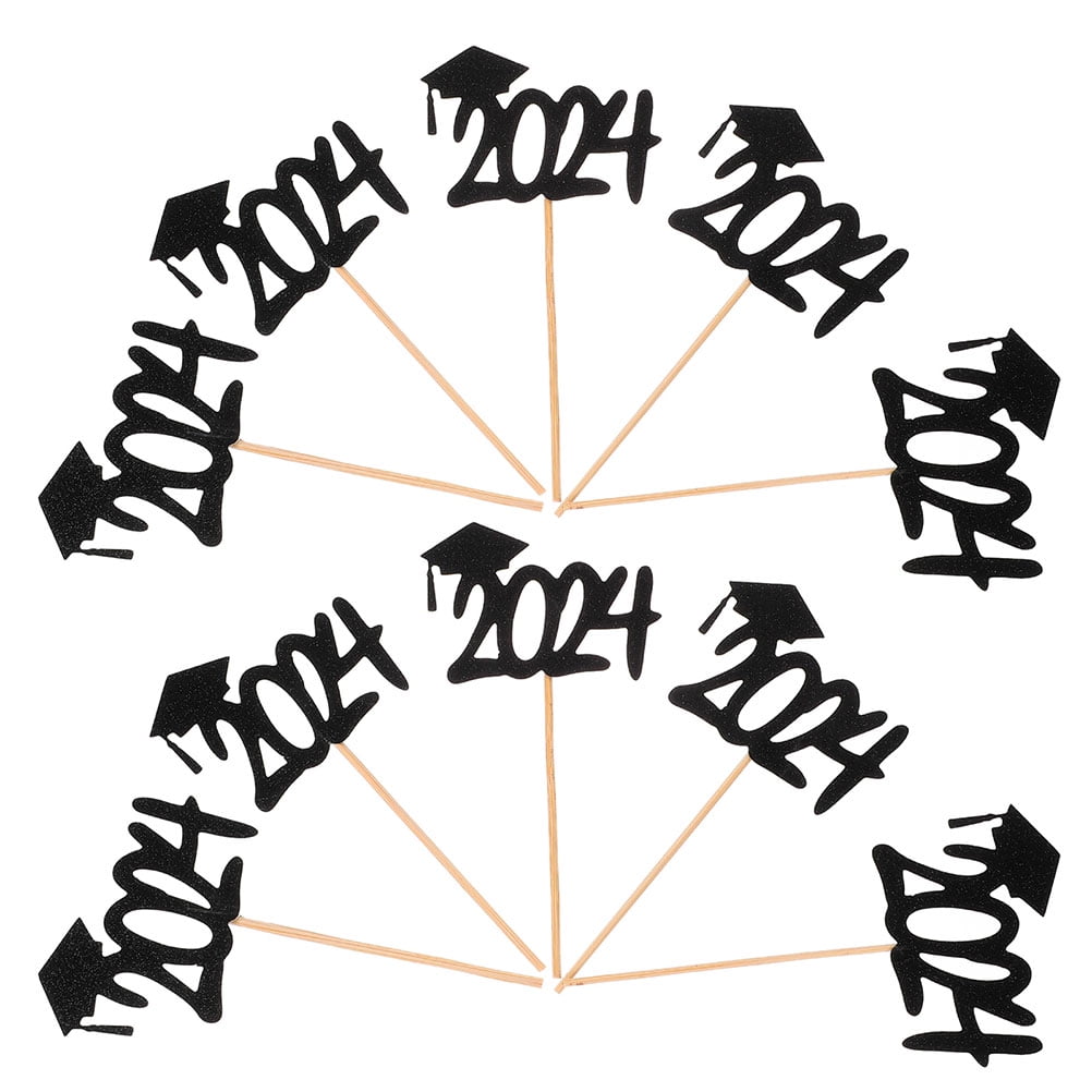 TAILTOSS Big Graduation Cake Toppers 20Pcs Black Square Cap for ...
