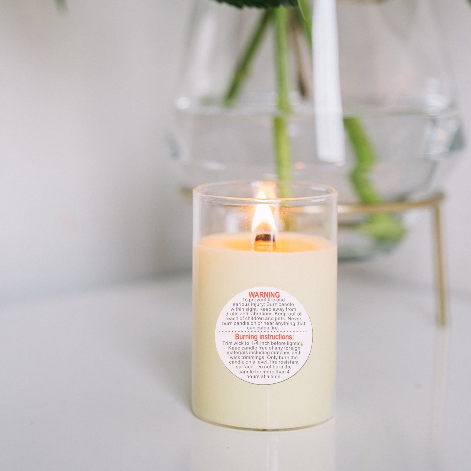 TAILTOSS Caution Stickers Candle Warning Labels White Durable 500Set ...