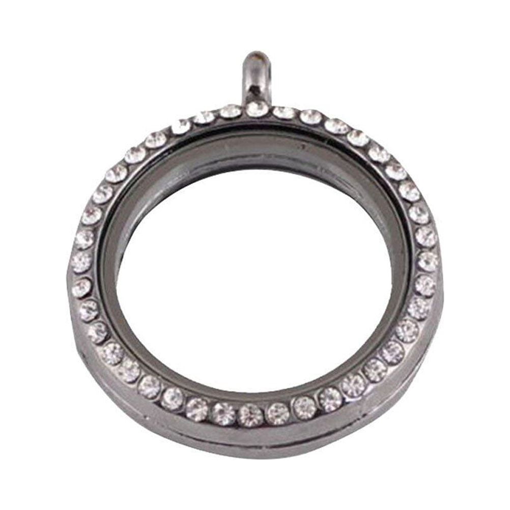 TAILTOSS Crystal Pendant Stainless Steel Clear Glass Locket with ...