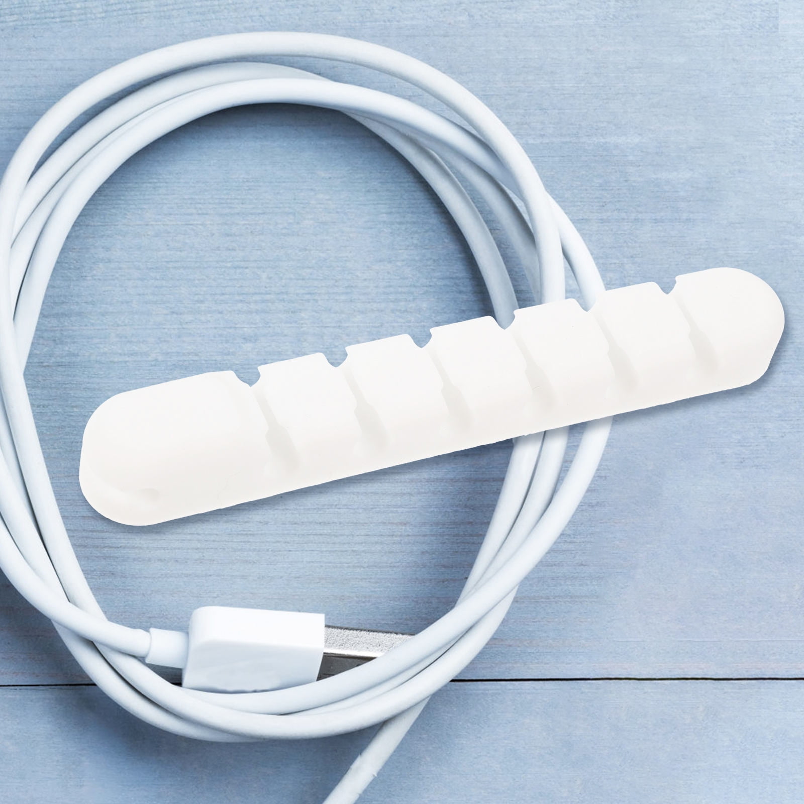 TAILTOSS Desk Wire Holder 2Pcs White Silicone Rectangular Cable Clips ...