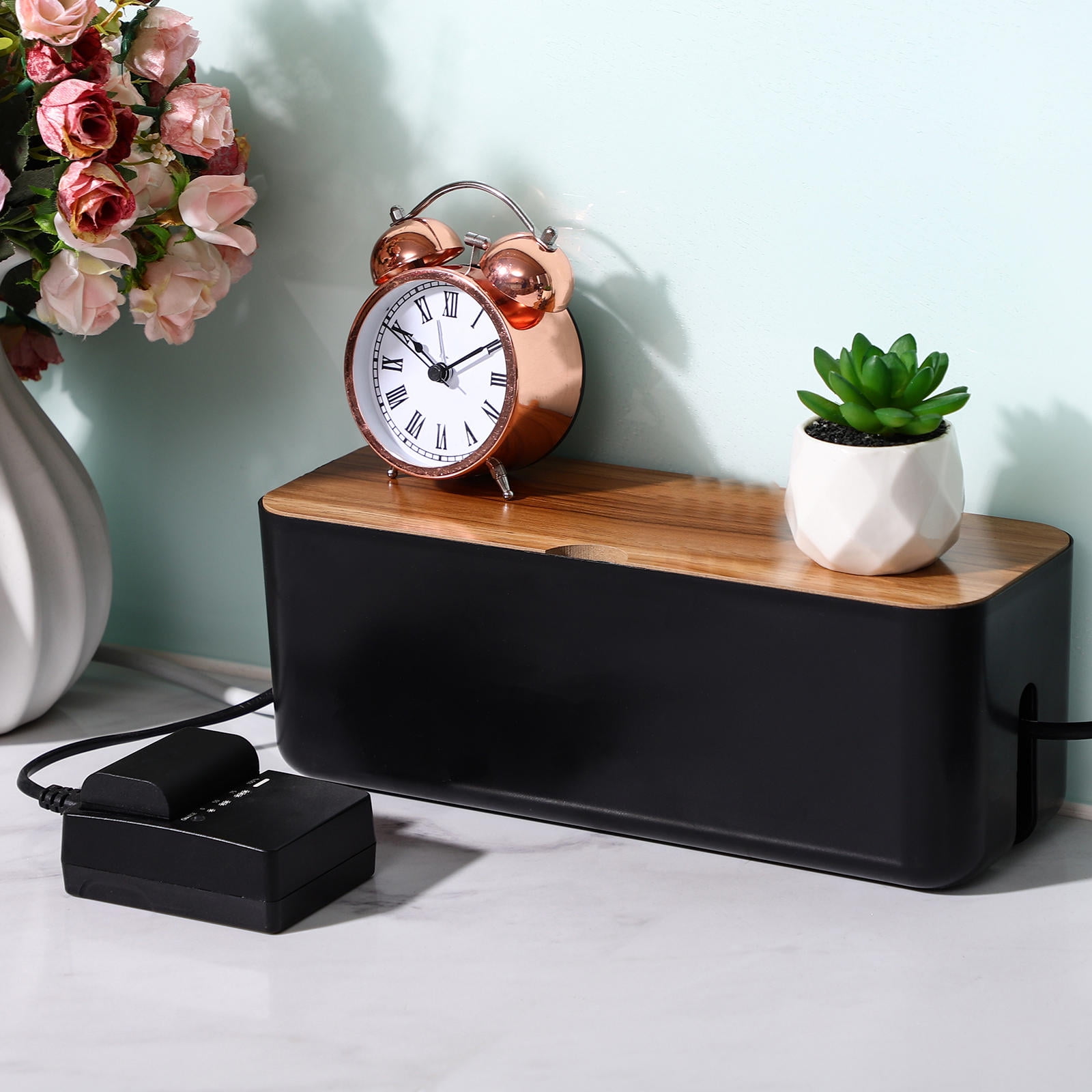 TAILTOSS Electric Cord Organizers 1Pack Rectangular Shape Black Wire ...