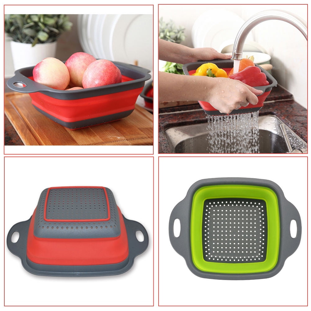 TAILTOSS Fruit Washer Strainer 2Set Red PP Material Collapsible ...